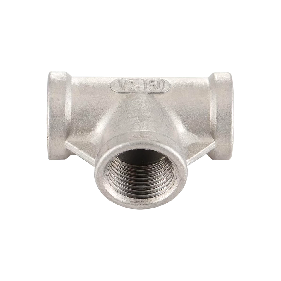 1/2" NPT Tee Female Thread Class 150 Stainless Steel 304 T Shaped Pipe ...