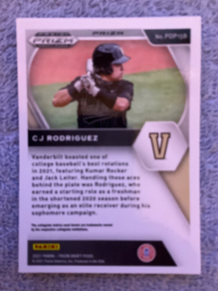 CJ Rodriguez Vanderbilt 2021 Rookie Panini Prizm Draft Picks PDP158 ...
