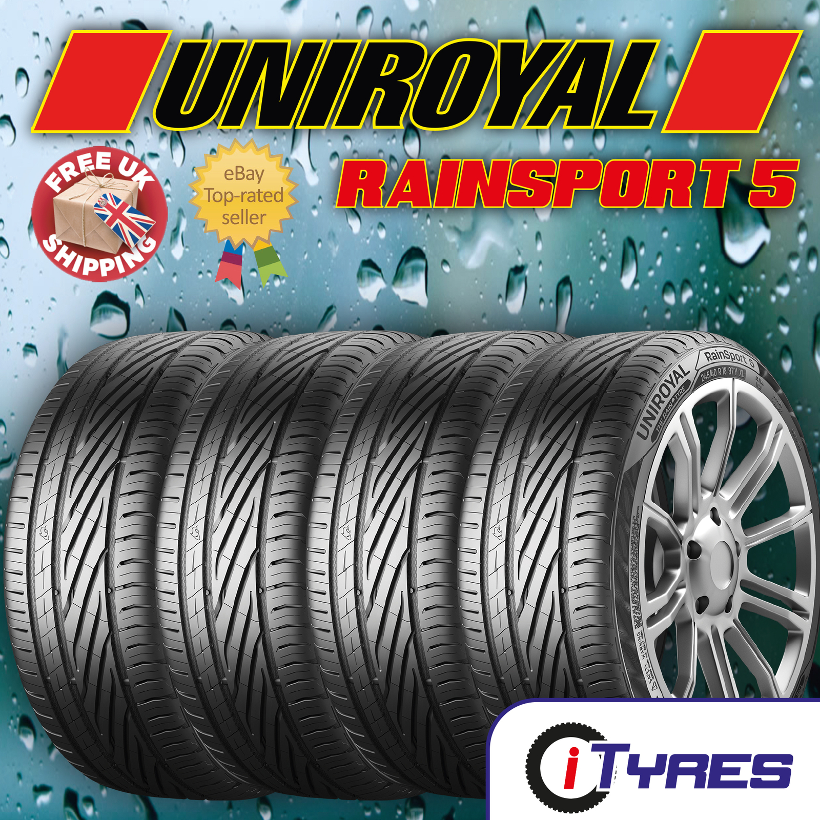 X4 225 35 18 87Y XL UNIROYAL RAINSPORT 5 (A) RATED WET GRIP TYRES 225 ...
