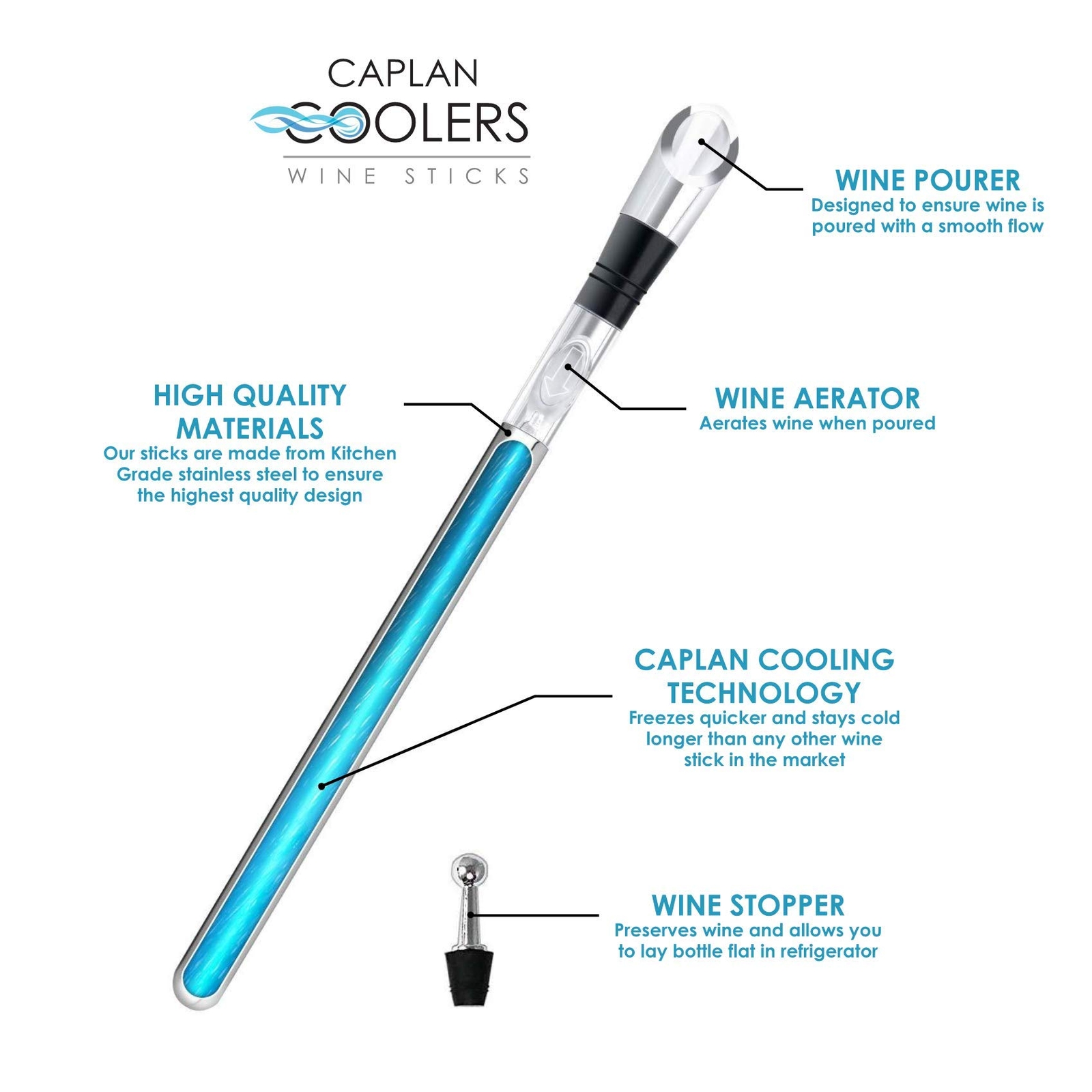 Wine Bottle Chiller Cooling Stick with Pourer Aerator And Bottle ...