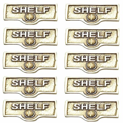 10 Switch Plate Tags SHELF Name Signs Labels Lacquered Brass ...