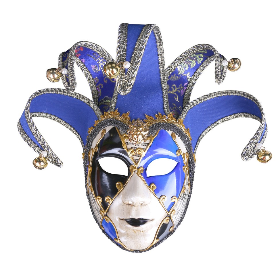 Venetian Masquerade Masks Full Face Jester Joker Cosplay Wall Mask ...
