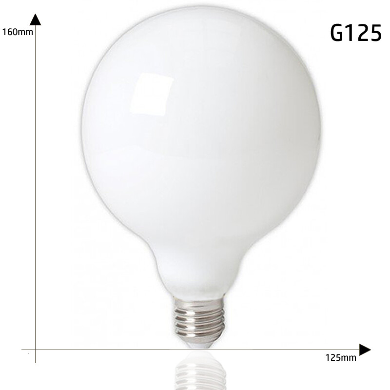 E27 LED Bulb Frosted Opal White Glass Modern Round Globe Warm Light G80 ...