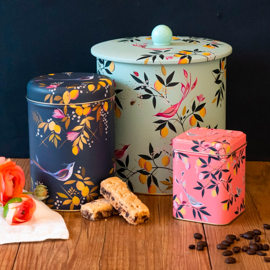 SARA MILLER METAL TIN BOX Accessory Home Keepsake Pill Storage Sweet ...