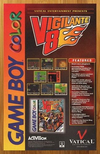 1999 Vigilante 8 Game Boy Color N64 PS1 Print Ad/Poster Video Game ...