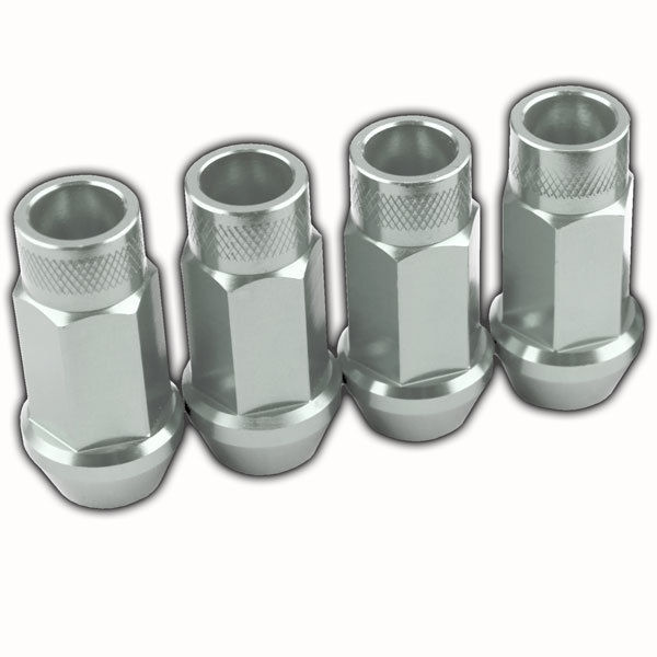 4 PC POLISHED LUG EXTENDED RACING LUG NUTS FOR TIRES/WHEELS/RIMS 50MM ...