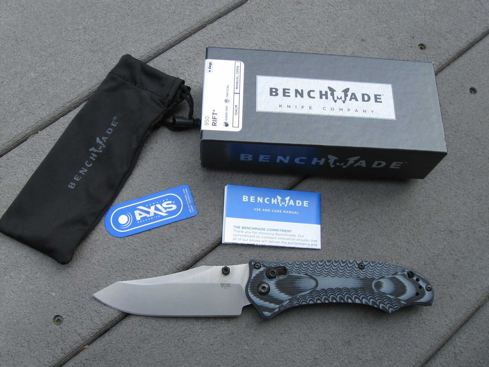 Benchmade 950 Rift Osborne Manual Folding Knife Axis Lock 154CM USA NEW ...