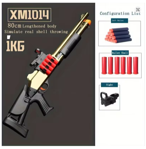 Soft Bullet Toy Gun Shotgun Shell Ejection Long Range Shooting Distance ...