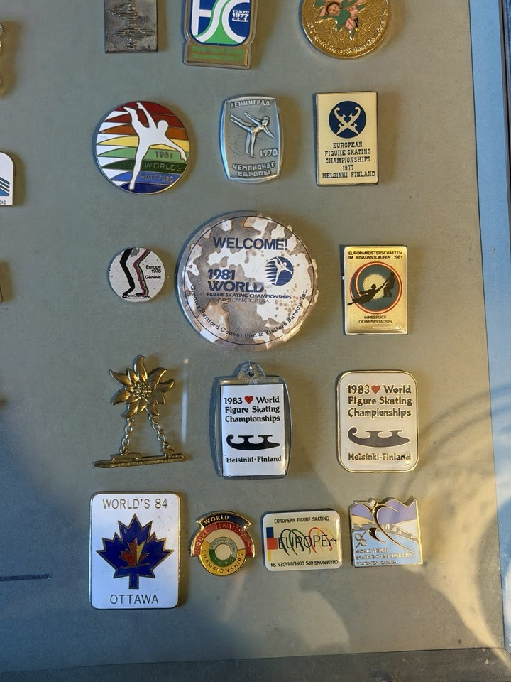 Rare & Unique Roy Callaway Framed Ice Skating Pin Badge Collection ...