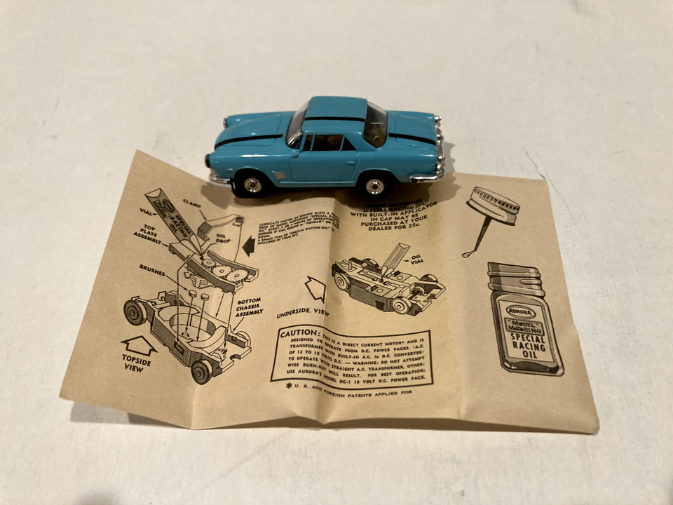 AURORA VINTAGE 1960'S - TJET MASERATI TURQUOISE BLACK STRIPE HO SCALE ...