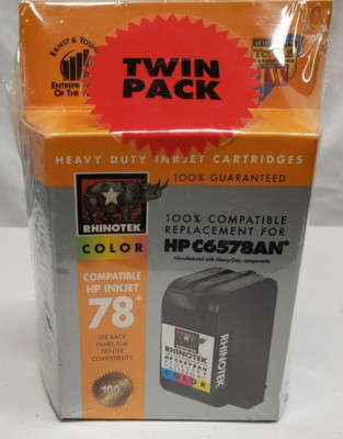Rhinotek - 2 Pack, Black, For HP 78 Ink Cartridges, HP C6578AN - Sealed ...