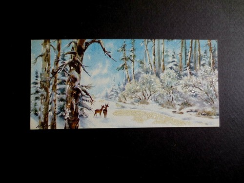 L636 Vtg Glittered Nanae Ito Hallmark Xmas Greeting Card Winter Snow ...
