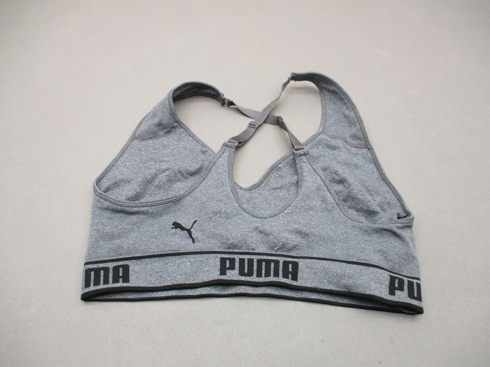 PUMA Size XL Womens Gray Wireless Unlined Active Racerback Sports Bra ...