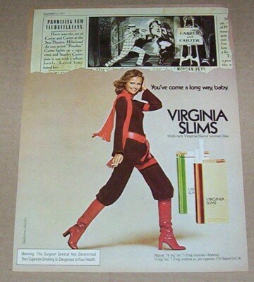 1975 print ad page -Virginia Slims cigarette CHERYL TIEGS smoking ...