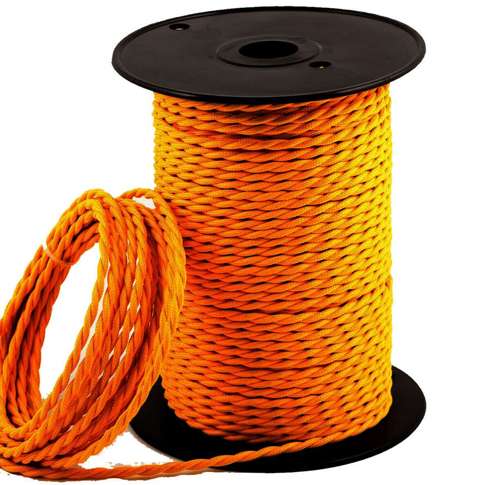 5M ROUND/TWIST 2 Core Braided Fabric Cable Light Vintage Retro Lighting ...