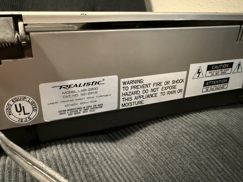 Realistic Lab-2200 Linear Tracking Direct Drive Turntable Record Player ...