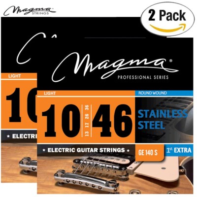 2-PACK Magma GE140S Stainless Steel Light Electric Guitar Strings 10-46 | eBay