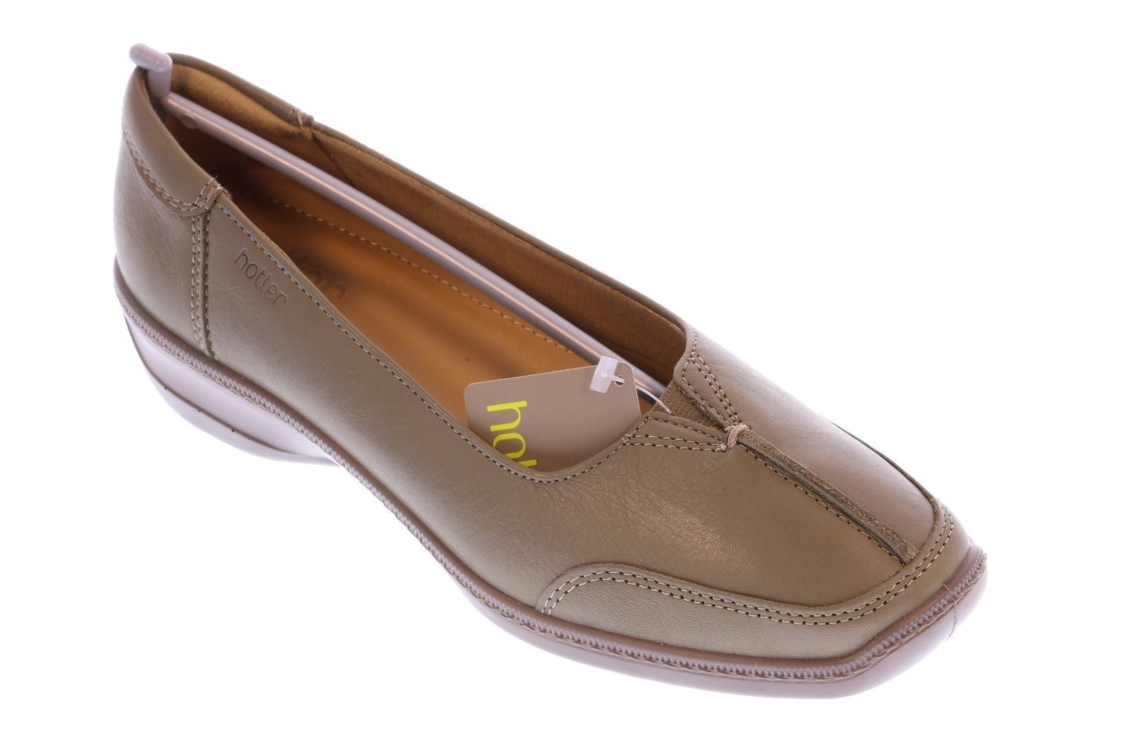 NIB Hotter Gillian Women's Dark Stone Color Leather Slip-On Flat Shoe ...