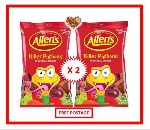 2 X 1KG ALLENS KILLER PYTHONS KILLER PYTHON SNAKES COLOURFUL LOLLIES ...