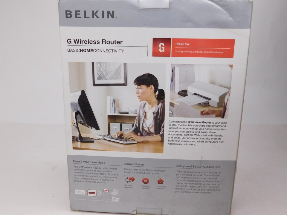 Belkin F5D7234-4 G Wireless Router 802.11b/g 54Mbps Ethernet Home Network | eBay
