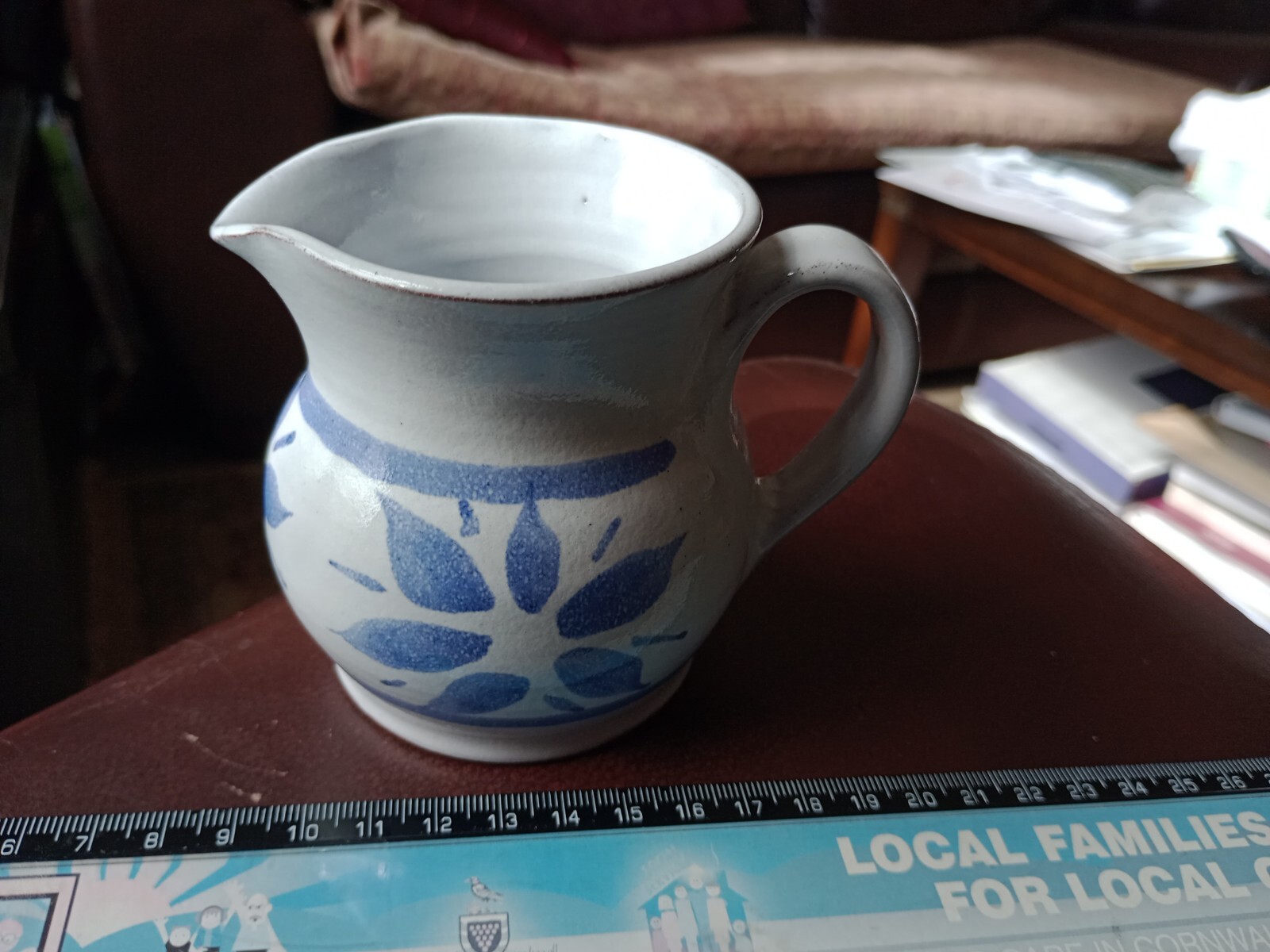 Tregurnow Studio Pottery, Cornwall. Floral Dec Jug. 8.5cm Tall, 7cm Rim ...