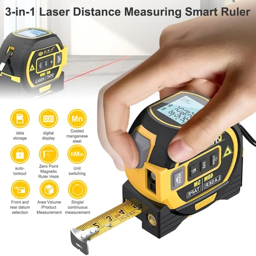 3 In 1 Laser Tape Measure Digital Tape Measure High Precision Laser ...