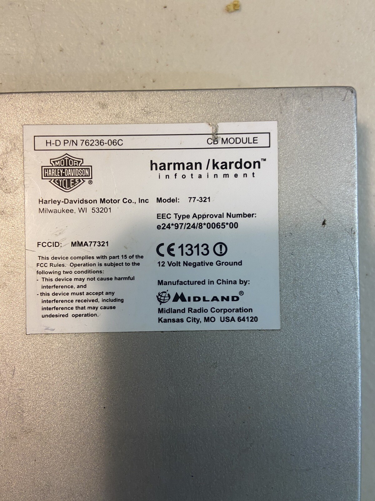 Harley Davidson 76236-06C Harman Kardon Touring Radio Audio CB Module ...