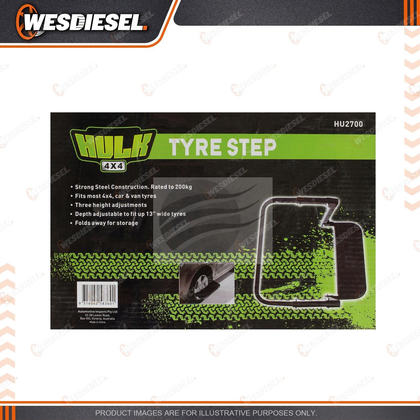 Wesdiesel Adjustable Wheel Step 23cm 33cm Tyres 200Kg Rating Folds | eBay