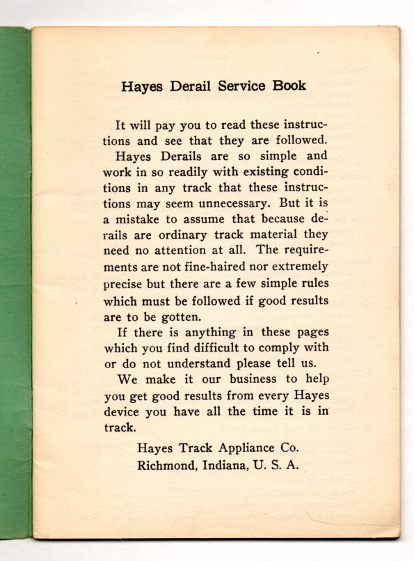 Original HAYES DERAIL SERVICE BOOK No. 450 Hayes Track Appliance Co ...