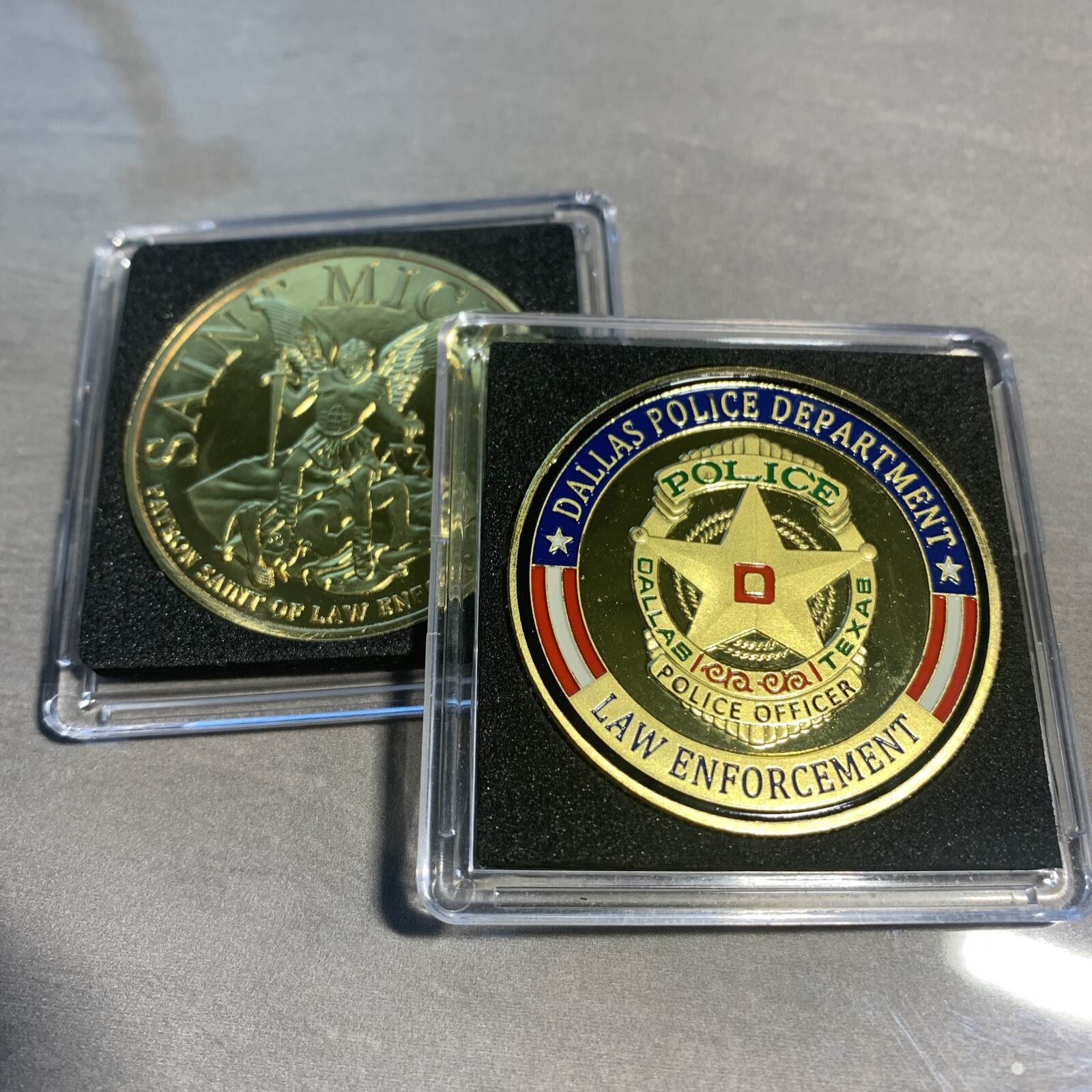 DALLAS TEXAS POLICE DEPARTMENT GOLD FINISH Challenge Coin W 2X2 ST CASE ...