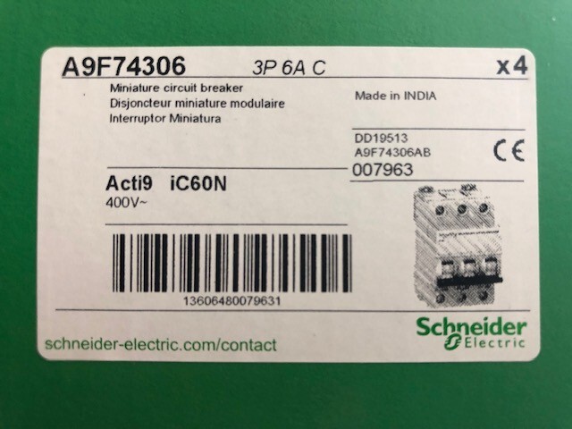 1 Stück Schneider Electric Circuit breaker / Schutzschalter A9F74306 3P ...