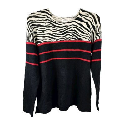 Beach Lunch Lounge Animal Pattern Knit Women’s Long Sleeve Sweater Size ...