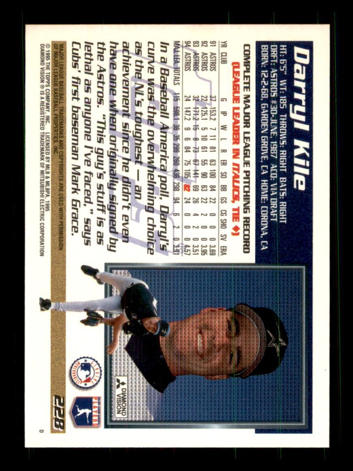 1995 Baseball Topps Darryl Kile Houston Astros #228 | eBay