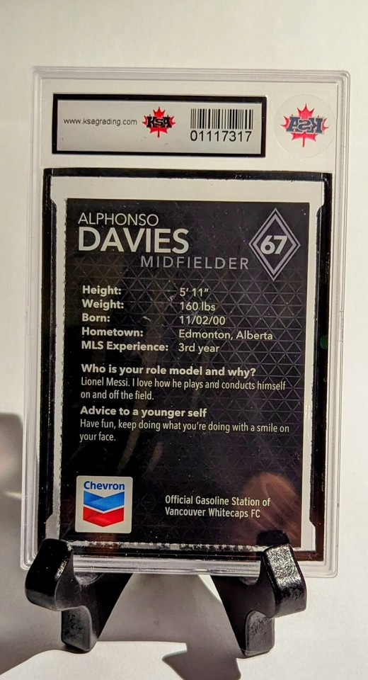 ALPHONSO DAVIES 2018 CHEVRON WHITECAPS SOCCER FOOTBALL CARD KSA 9 MINT ...