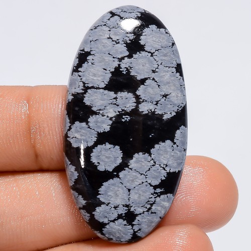 100% Natural Snowflake Obsidian Oval Cabochon Gemstone 43 Ct 40X20X5 mm ...