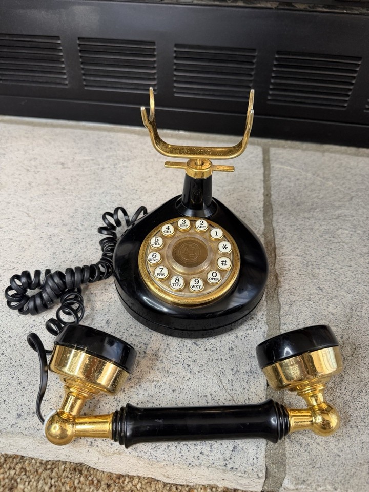 Vintage Western Electric Push Button French Style Desk Phone Black Gold ...