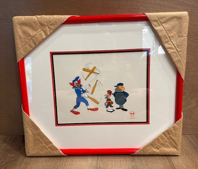 BOZO the Clown Baseball HAND PAINTED LIMITED EDITION CEL Framed w/ COA ...