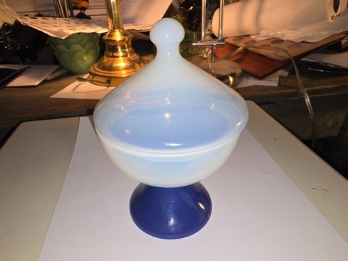 ANTIQUE FRY FOVAL ART GLASS COMPOTE WITH LID | eBay