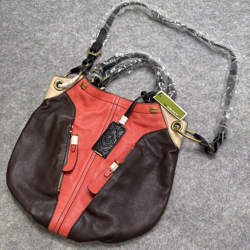 NWT Oryany leather purse Salmon, Brown & tan shoulder strap | eBay