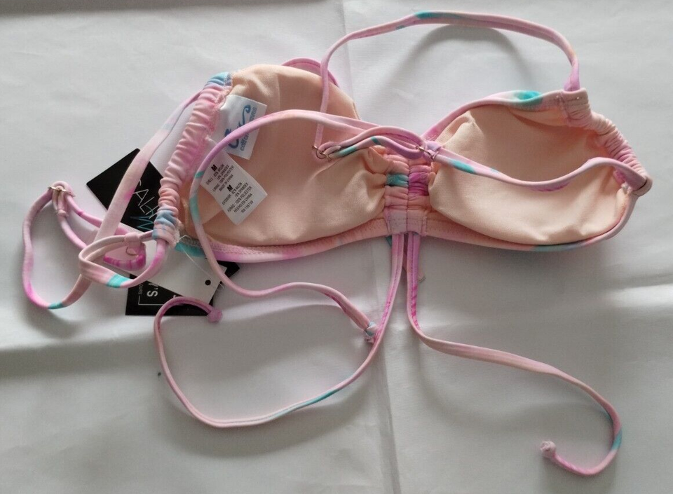 California Waves Multi Pink Draw String Bandeau Size M | eBay