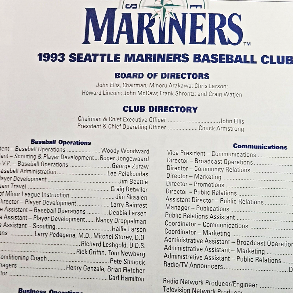 1993 Seattle Mariners Magazine Randy Johnson The Big Unit Volume 4 ...
