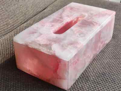 Elegant Rose Quartz Tissue Box - Handcrafted Natural Stone Decor | eBay