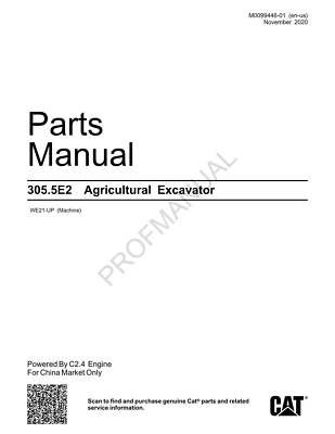 Caterpillar Cat 305.5E2 Agricultural Excavator Parts Catalog Manual | eBay