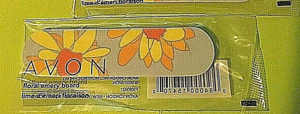 6 Nail Files Emery Boards 2-Sided AVON Floral Individually Wrapped Nail ...