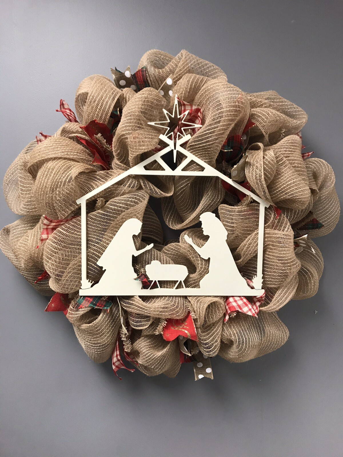 Christmas Burlap Nativity Wreath | eBay