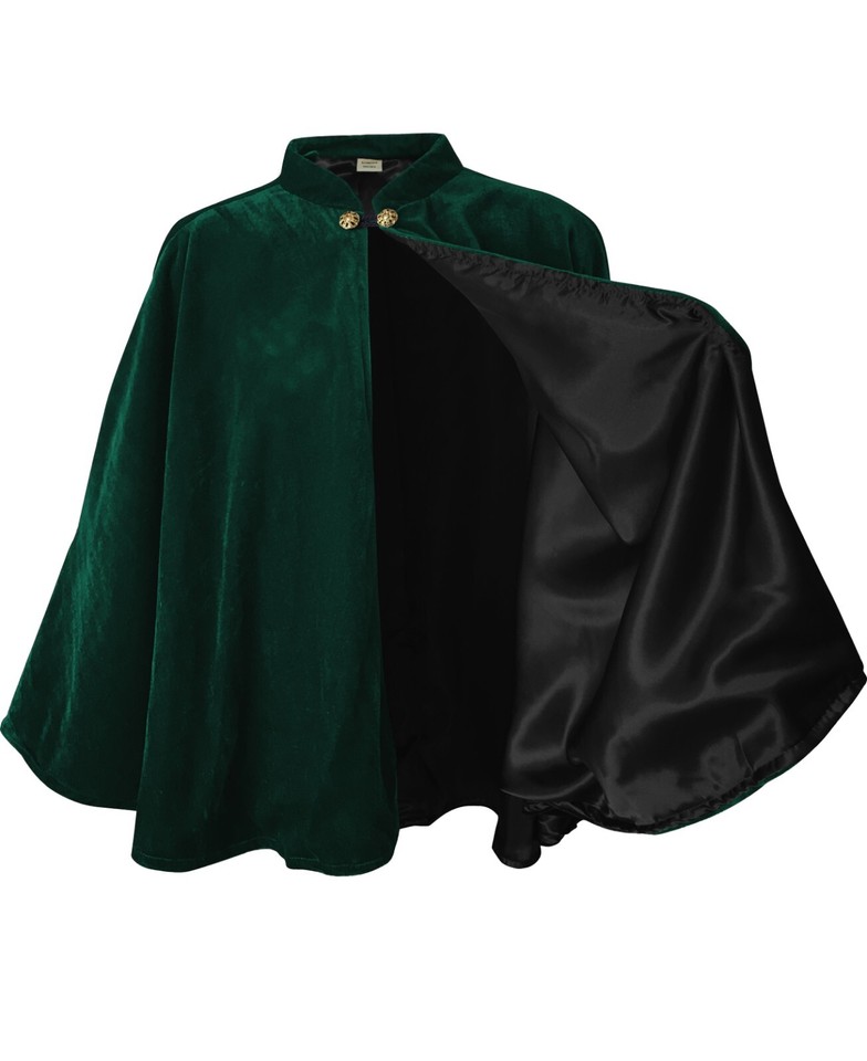 Capelet, Satin Lined Velvet Cape, Short Renaissance Cloak, Unisex ...