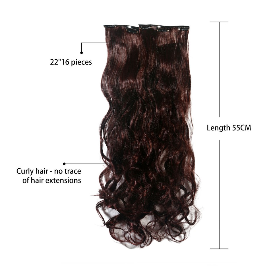 16PCS Clip in Long Soft Waves Thick Hairpieces 22 inches Hair Extension ...