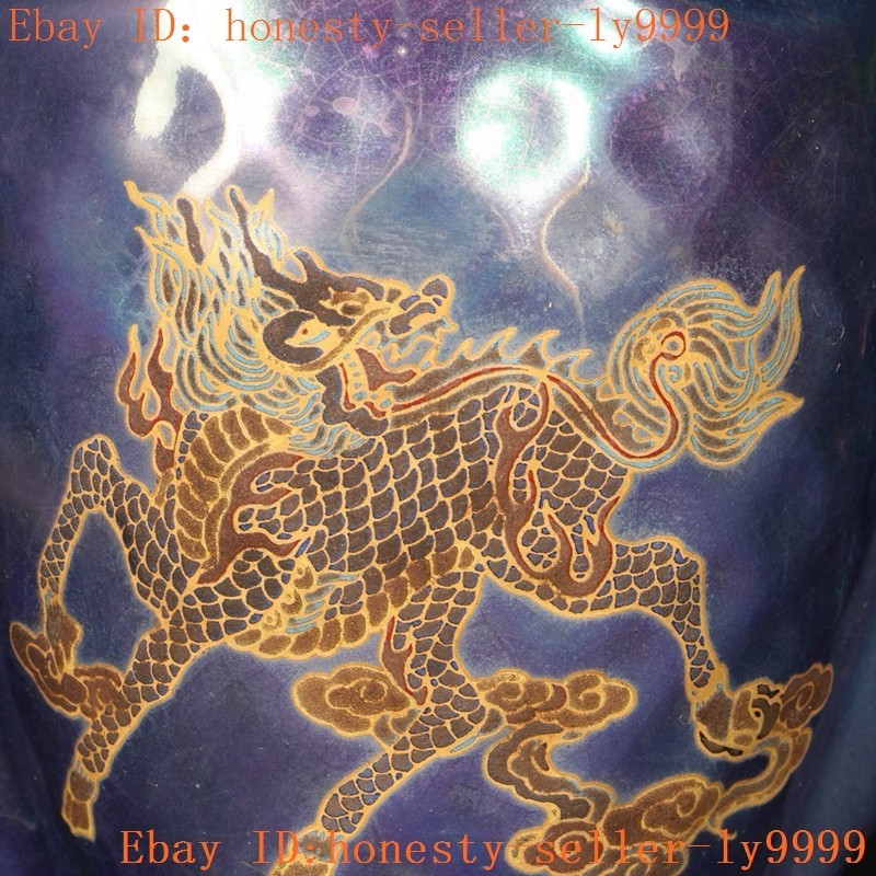 7"old China Song Dynasty ru Kiln porcelain qilin Fish-shaped Zun Cup ...