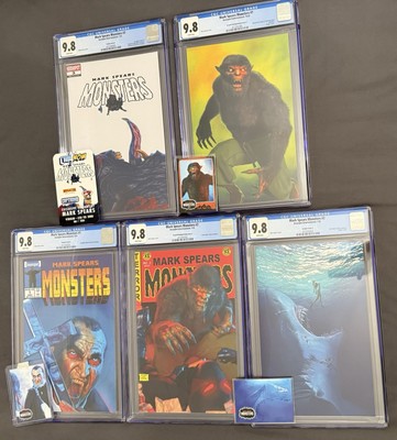 HOT Lot of 5 x Mark Spears Monsters 9.8 #1 #2 #3 Hulk 340 Jaws. + Cards ...