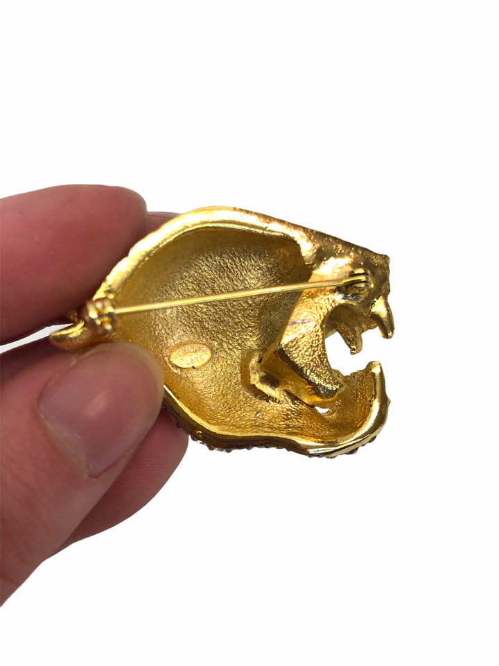 Vintage VTG Kenneth Jay Lane Tiger Jaguar Rhinestone Enamel Brooch Pin ...